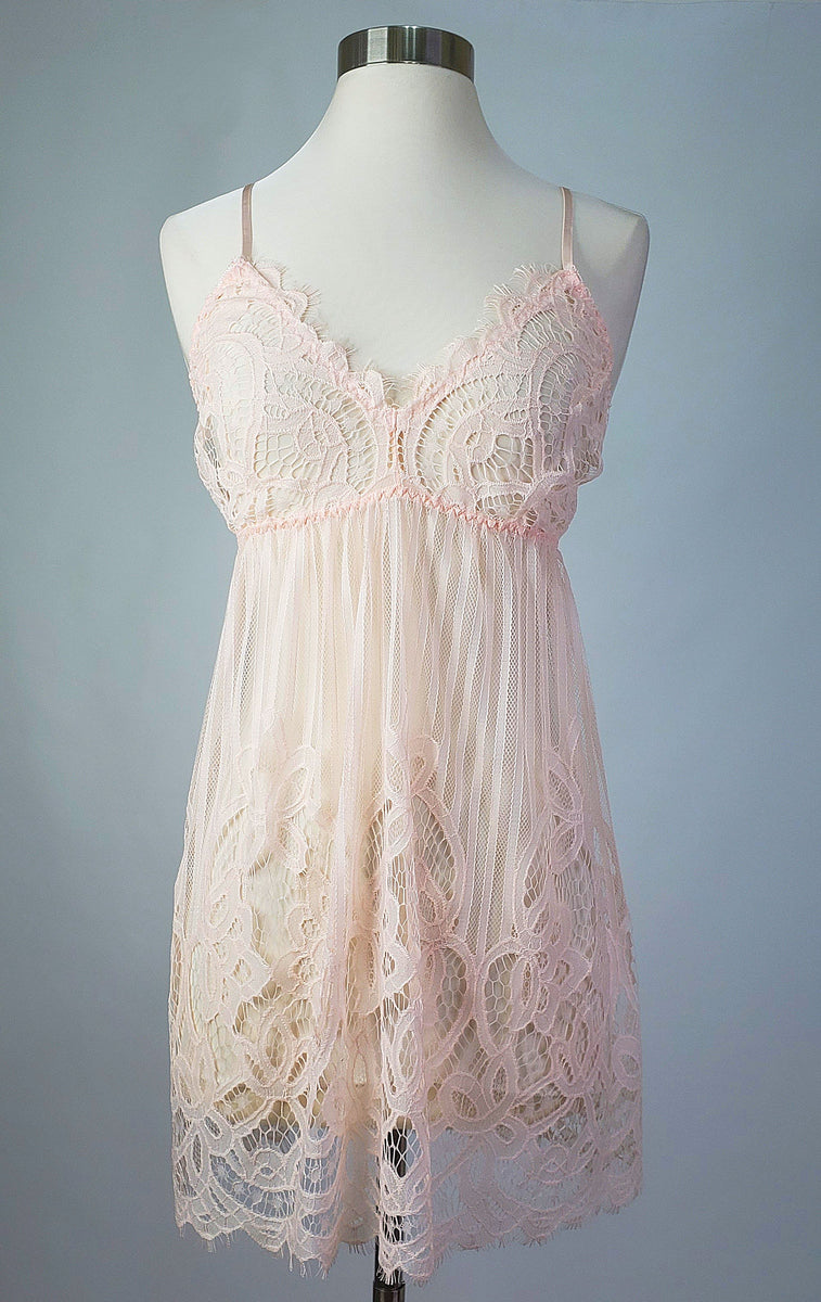 Eyelash Lace Chemise Lingerie Dress in Blush Pink – Nyteez